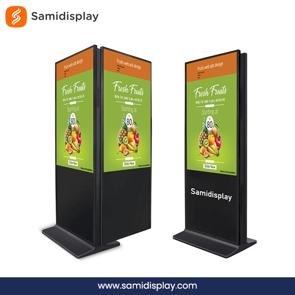 Floor stand dual screen advertising display for shopping mall