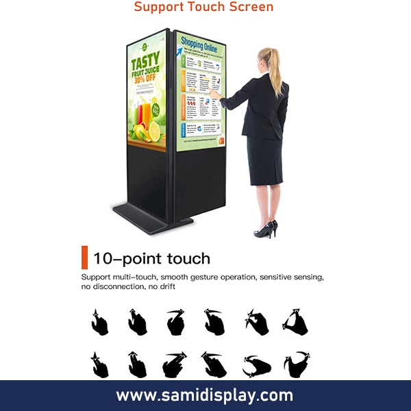 freestanding double sided LCD vertical advertising screen