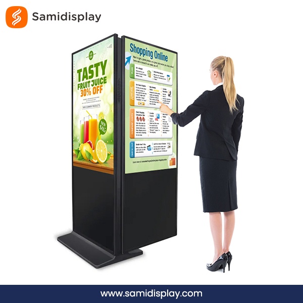 55 inch floor stand Android Player indoor vertical dual screen