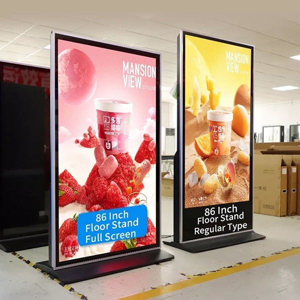 86 inch Floor Stand LCD Digital Signage with Full Screen
