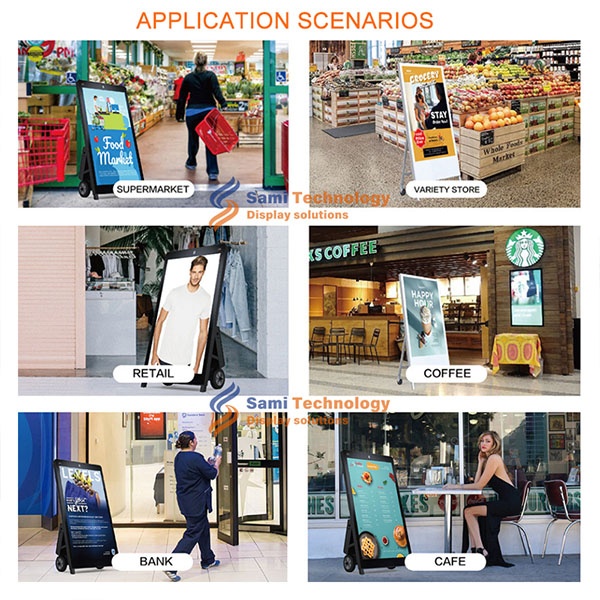 Battery Powered 43 inch movable digital signage kiosk