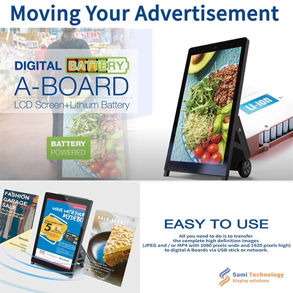 Battery powered mobile digital outdoor signage display