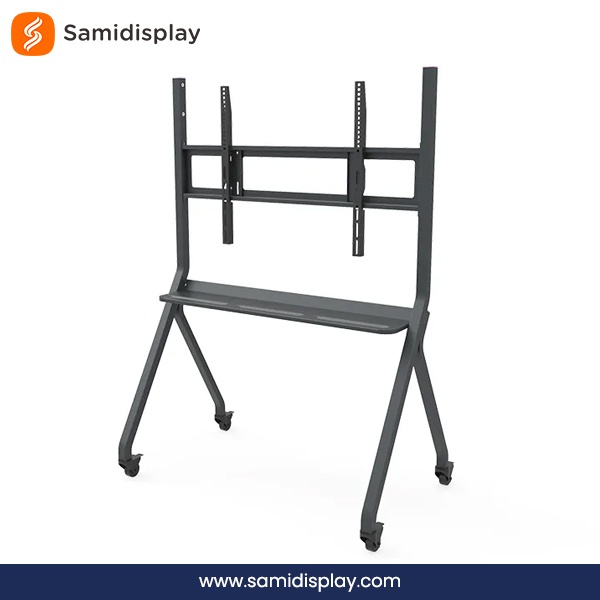 Mobile TV Monitor Floor Stand with Wheels, Adjustable & Portable