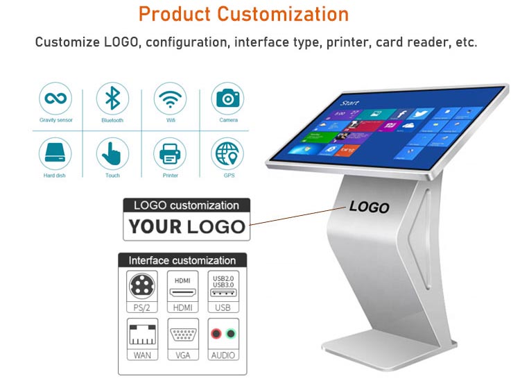65 INCH INDOOR INTERACTIVE information KIOSK DIGITAL signage
