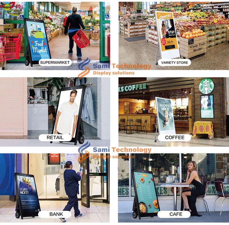 Battery Powered 43 inch movable digital signage kiosk