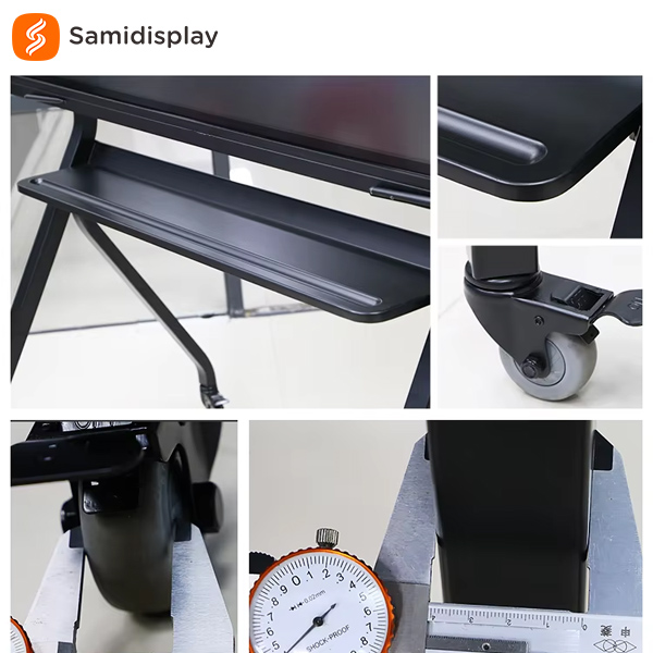 Mobile TV Monitor Floor Stand with Wheels, Adjustable & Portable